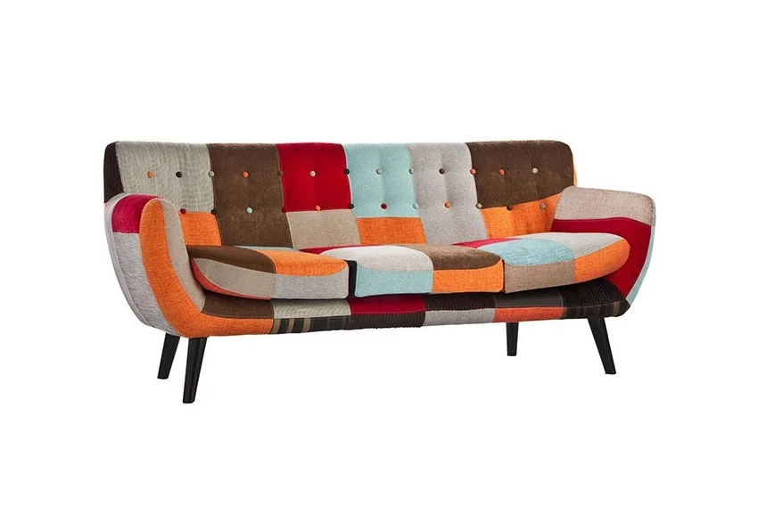 Sofá retro patchwork cálido